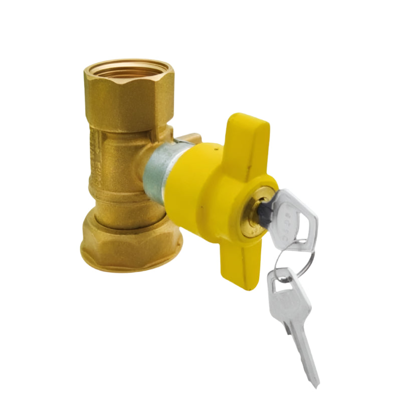 Gas Meter Ball Valve with Lock & Key Italy 1-1/4 x 1